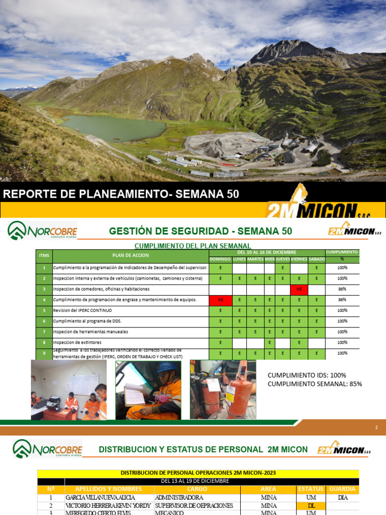 2M Micon Reporte Planeamiento Semana 50 | PDF