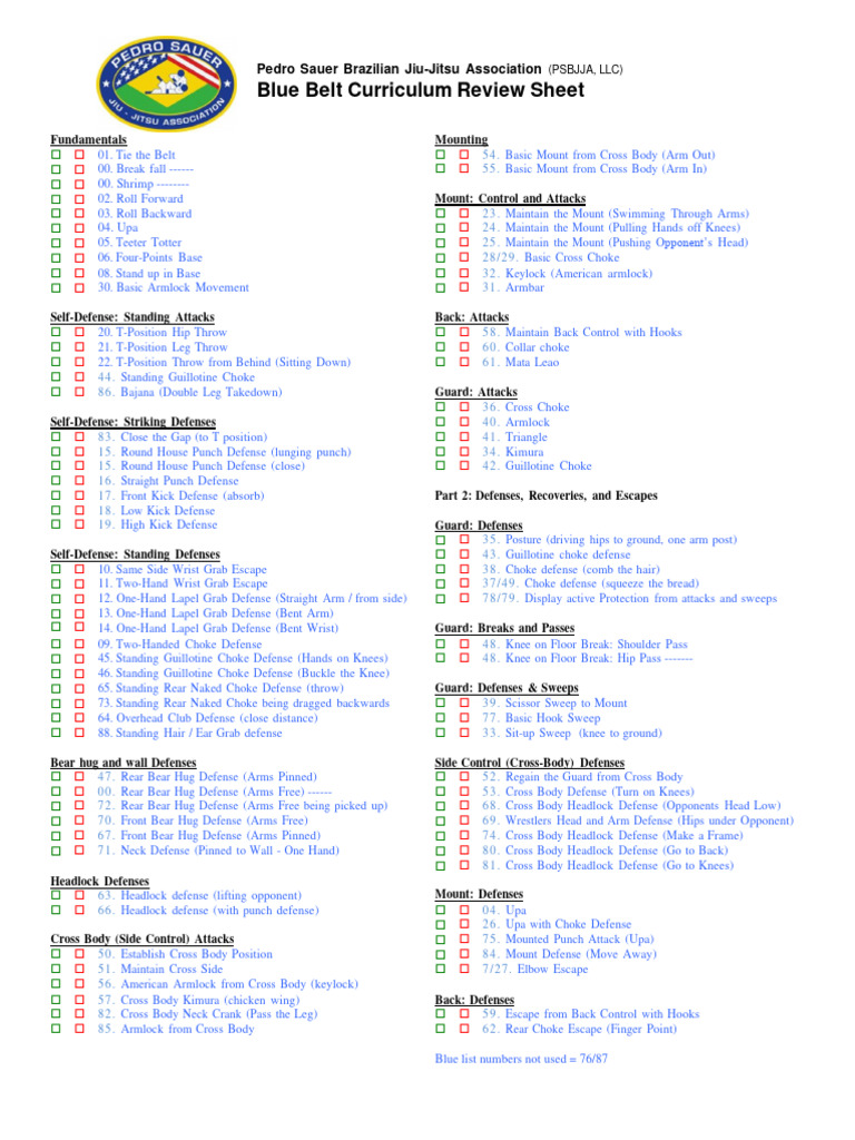 Blue Belt Review Sheet-Numbers | PDF | Individual Sports | Sports ...