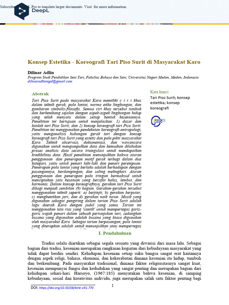 Kajian Tari Piso Surit Id | PDF | Seni