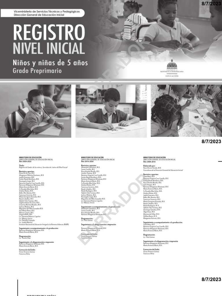 Registro Inicial de Niños y Niñas 5 Años NUEVO - 07082023 | PDF | Evaluación | Aprendizaje