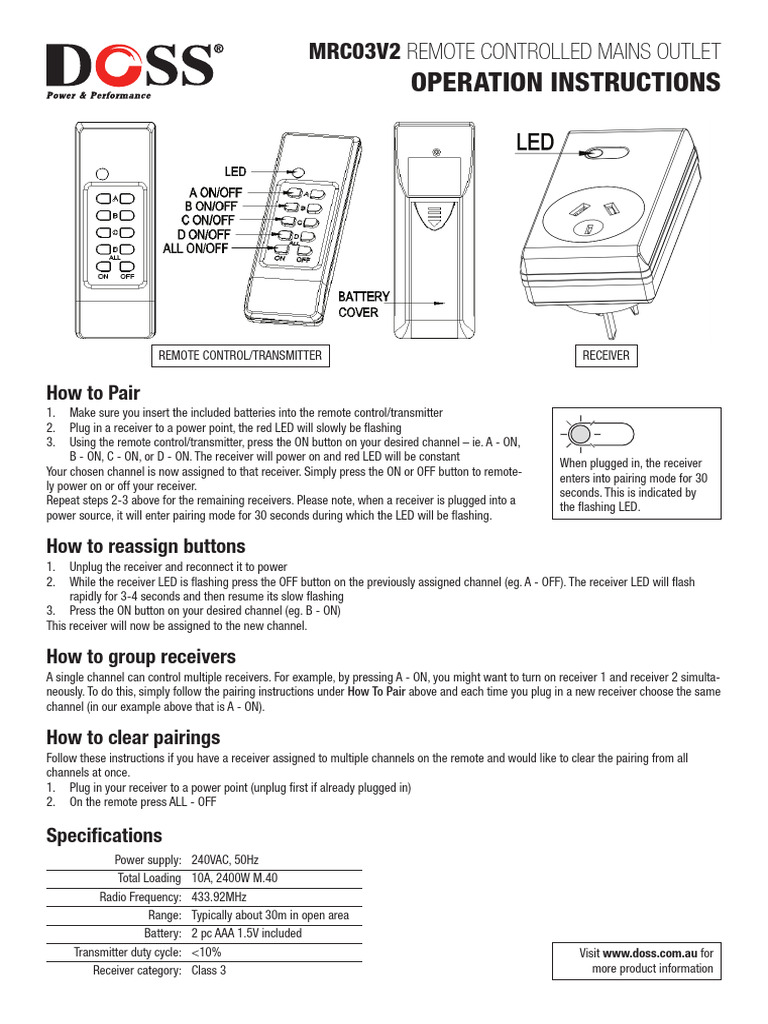 MRC03V2 Manual | PDF | Remote Control | Electronics