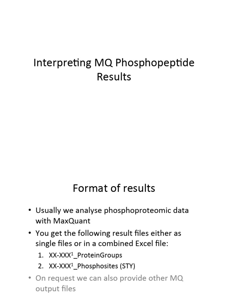 MaxQuant Phosphopeptide Analysis | PDF