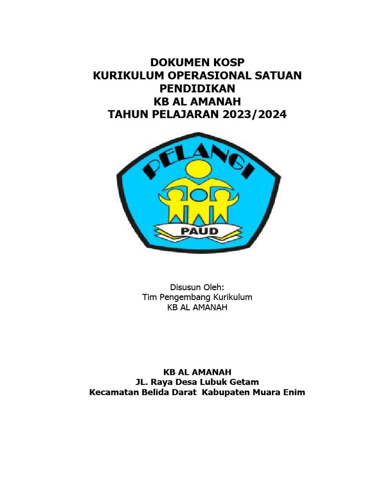 Dokumen KOSP PAUD KB PLG | PDF Dokumen KOSP PAUD KB PLG | PDF