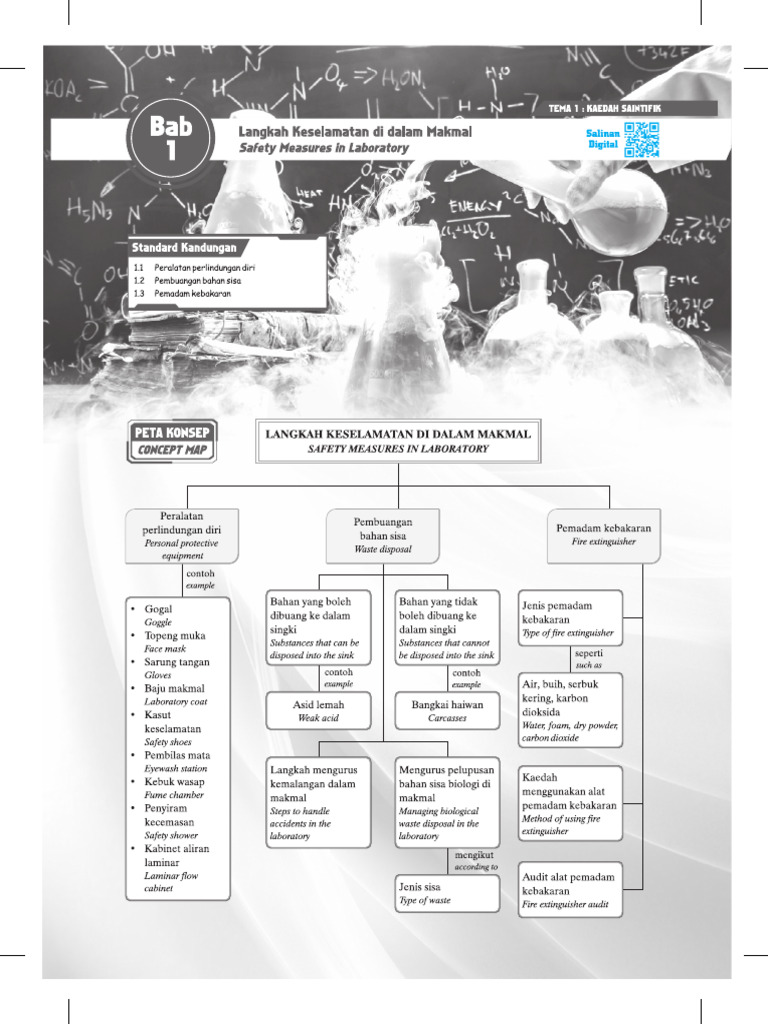 SAINS TINGKATAN 4: Bab 1 Langkah Keselamatan Di Dalam Makmal | PDF