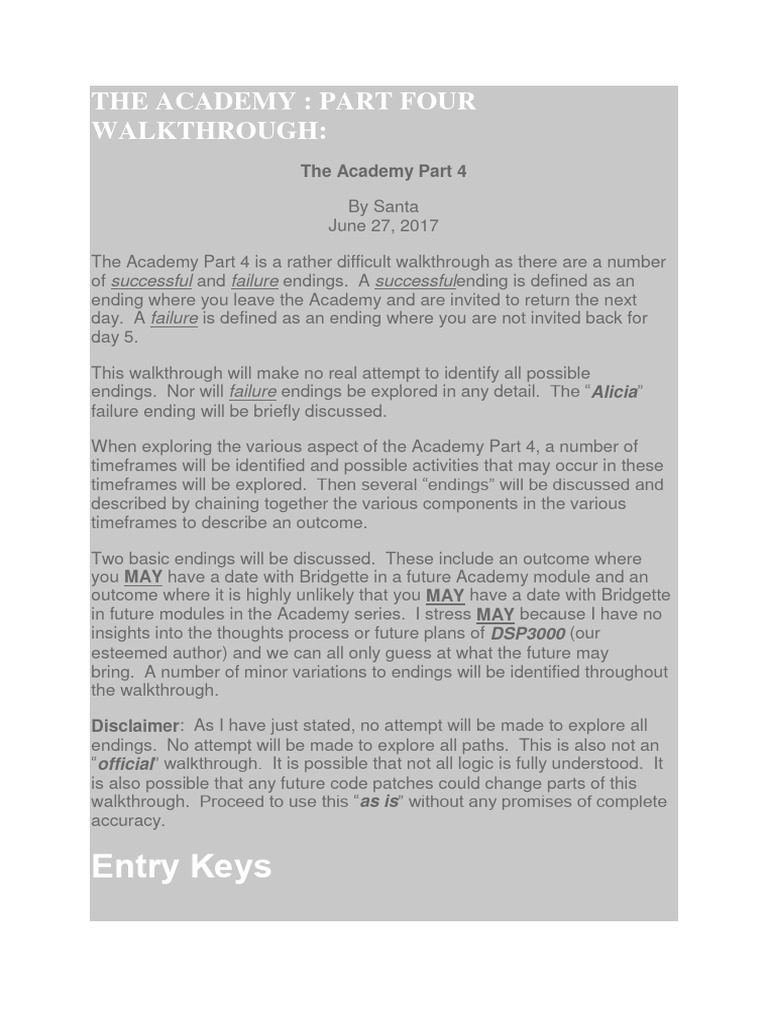 The Academy Part4 Walkthrough | PDF | Human Sexuality | Sexuality