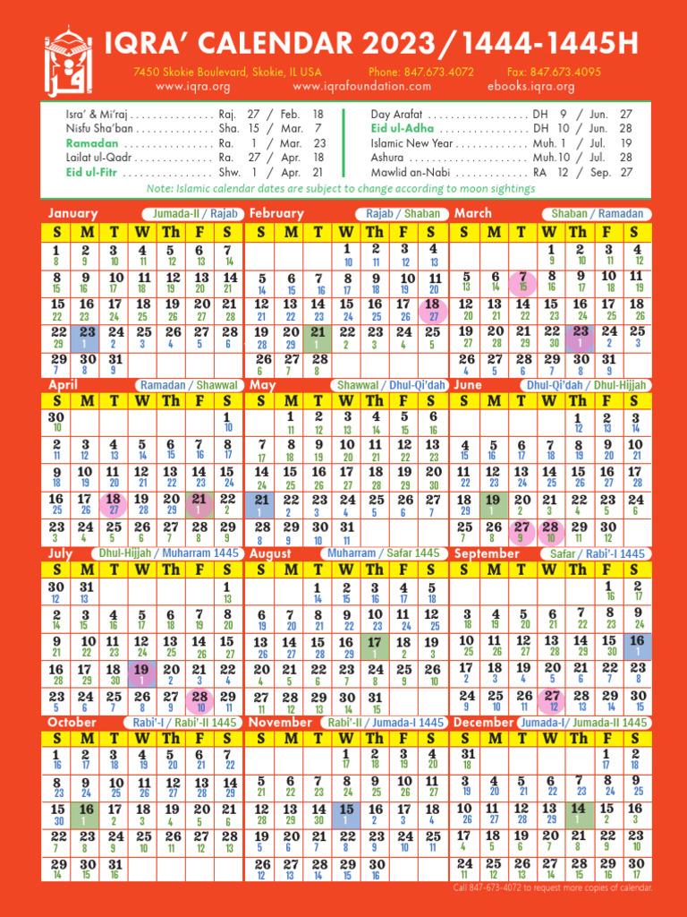Islamic Calendar 2023 for Pakistan | PDF | Religious Holidays | Semitic ...
