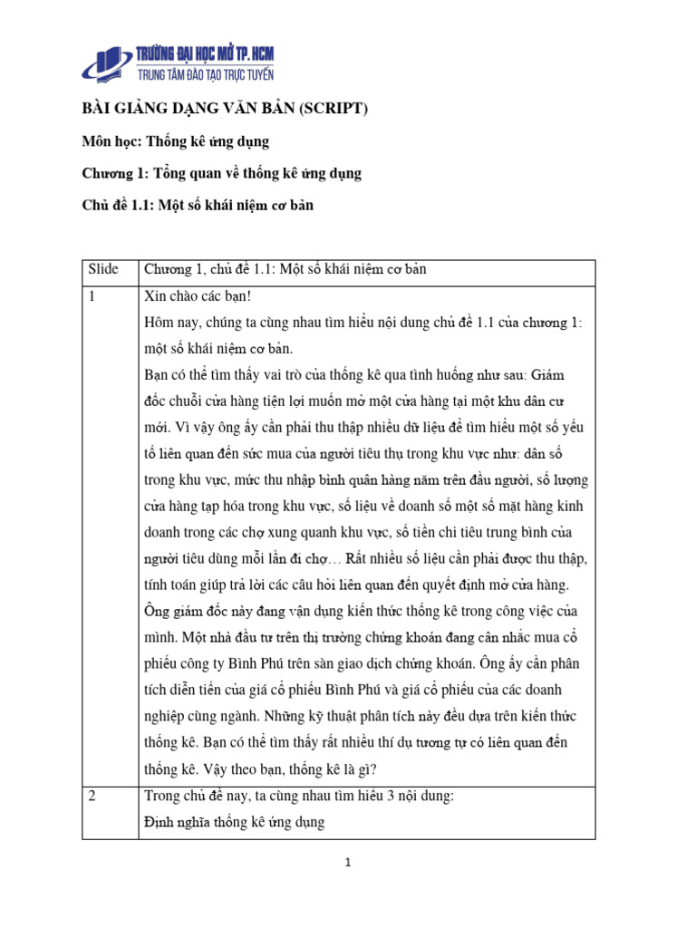 Script - Chuong 1 - Chu de 1 | PDF
