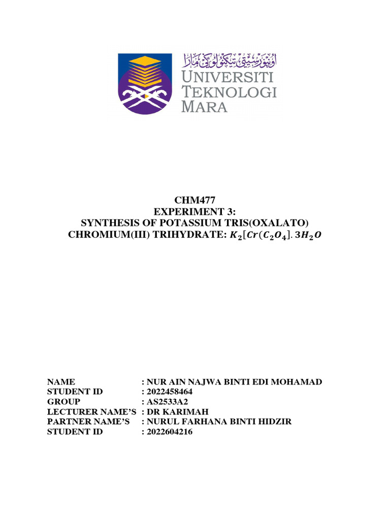 Experiment 3 | Download Free PDF | Coordination Complex | Chemical Compounds