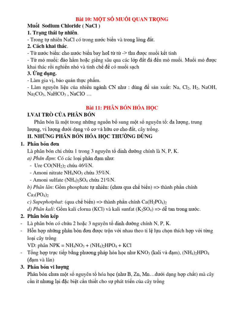 Hóa 9 - N I Dung Ghi Bài | PDF