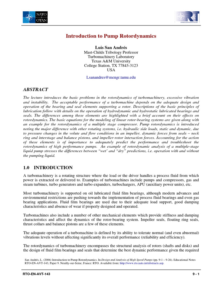 "Pump Rotordynamics Overview" | PDF | Bearing (Mechanical) | Turbomachinery