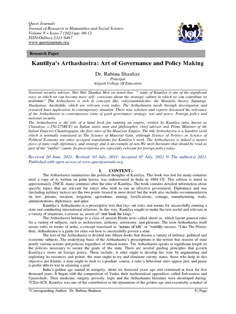 Kautilyas Arthashastra Art of Governance | PDF | Economics | Taxes