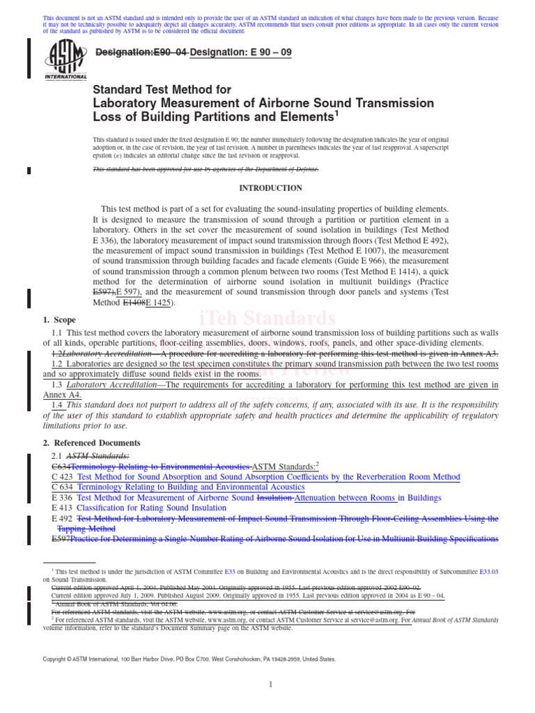 Astm E90 09 | PDF | Microphone | Loudspeaker
