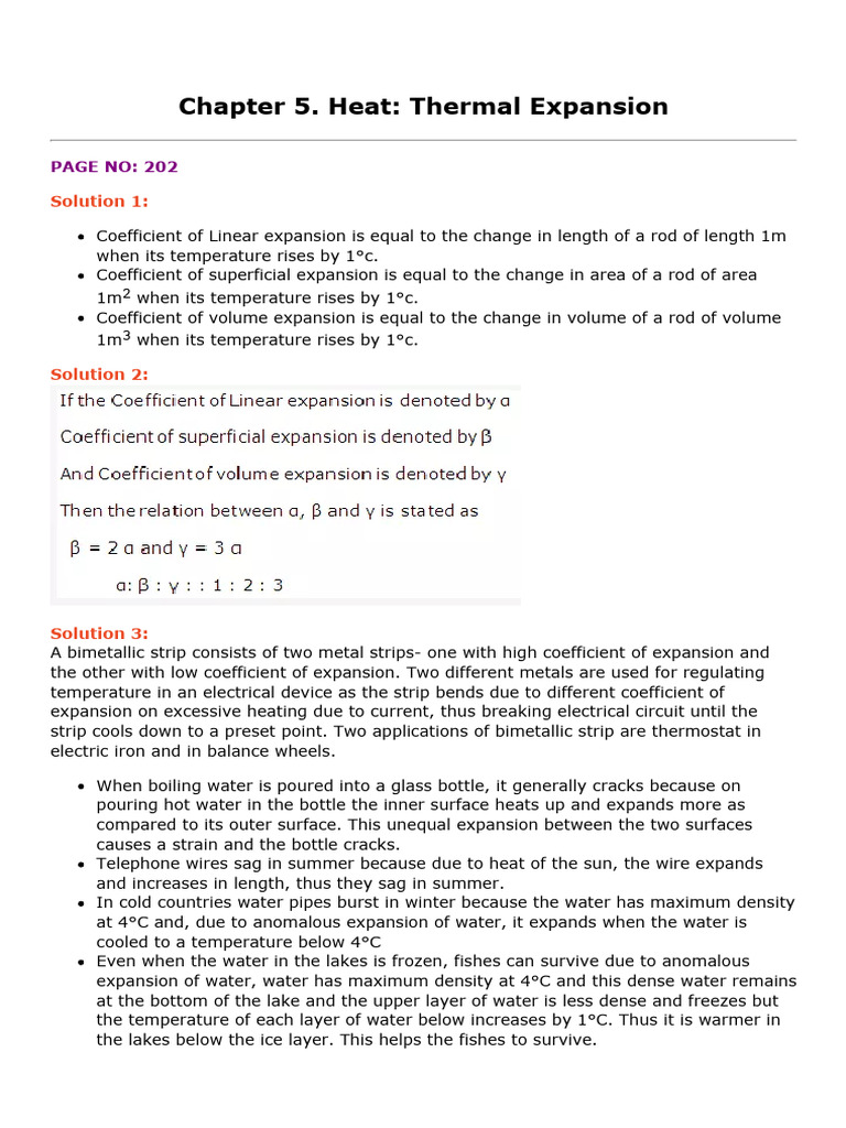 Frank Physics Solutions Class 9 Chapter 5.2 Heat Thermal Expansion ...