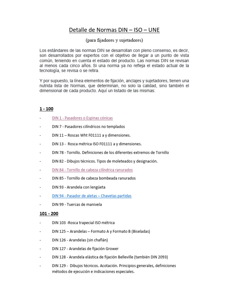 Listado de Normas DIN | PDF