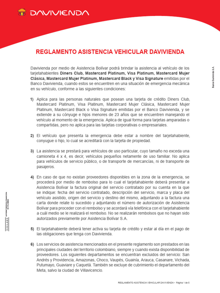 DAV+Reglamento+asistencia+vehicular+07 Dic 21+jb-Toc+ | PDF | Negocios
