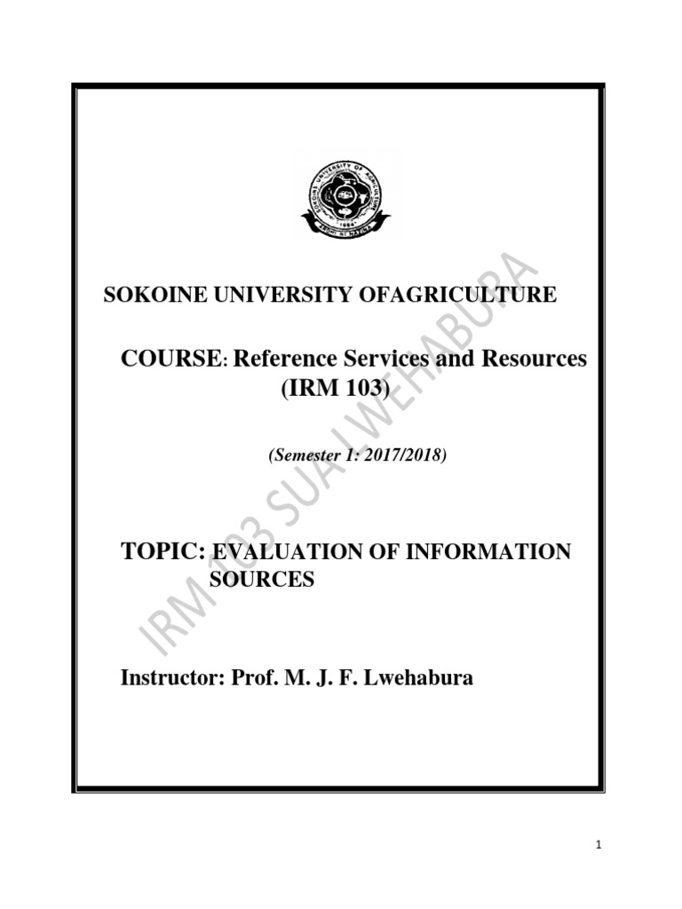 Lecture 4 Evaluation of Information Sources | PDF | World Wide Web | Internet & Web