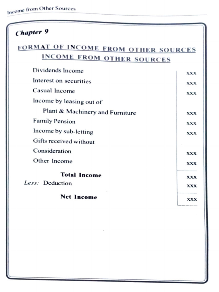 Income from Other Sources: Format & Examples | PDF | Income | Dividend