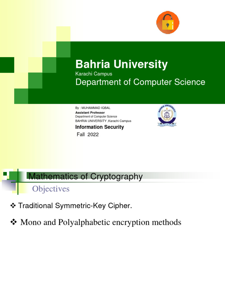 Lecrture3 Chapter 3 Cryptography 10032023 042903pm | PDF | Cryptanalysis | Cryptography