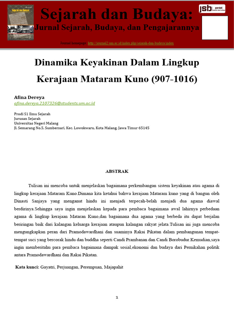 Dinamika Agama Mataram Kuno | PDF