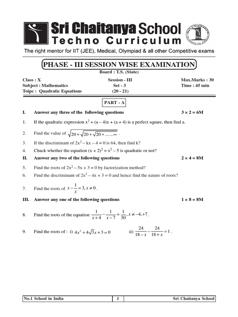 Discriminant and Roots of Quadratics | PDF | Quadratic Equation ...