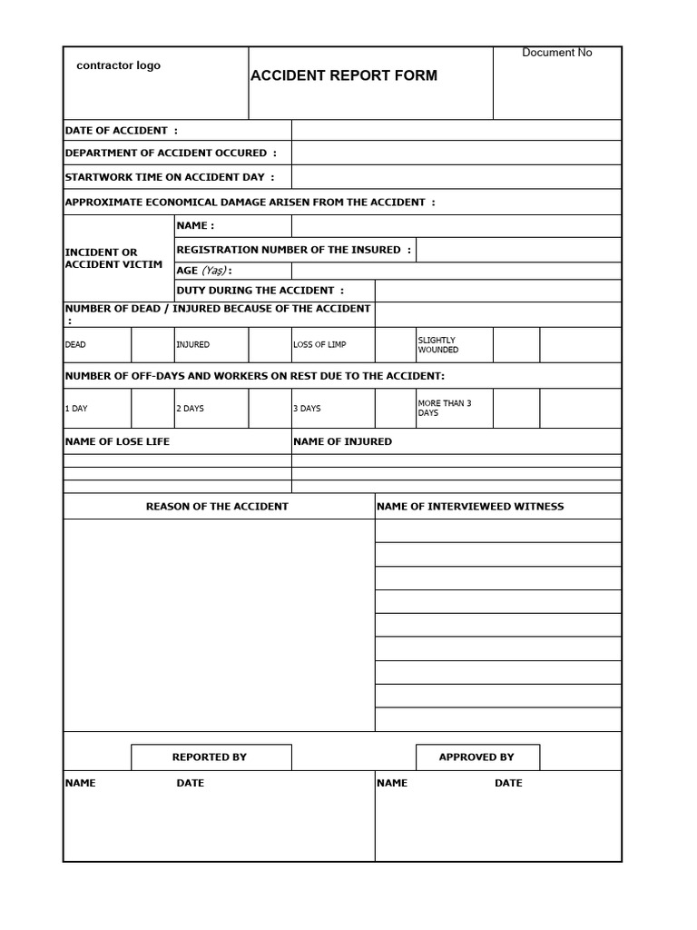 Accident Report Form Template | PDF