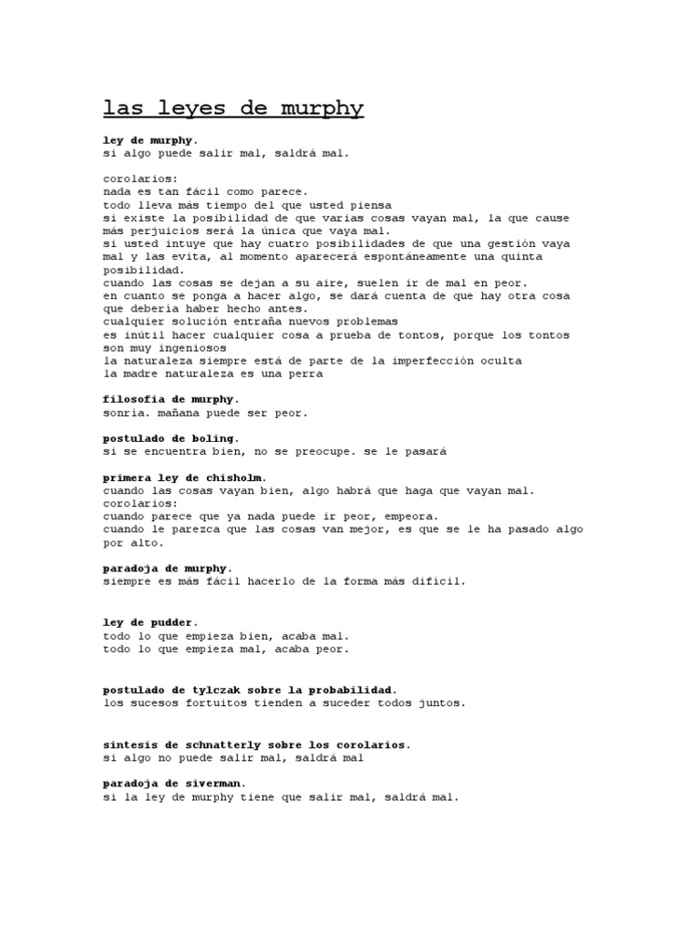 Leyes de Murphy | PDF