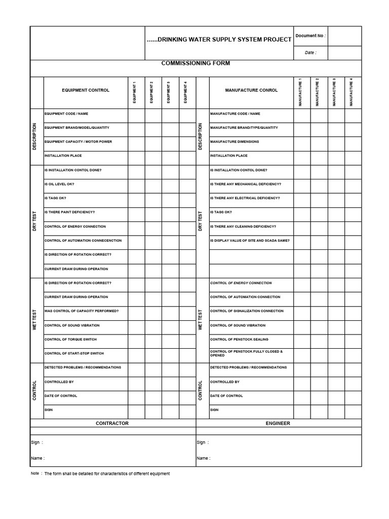 CF Commissioning Form | PDF | Automation | Machines