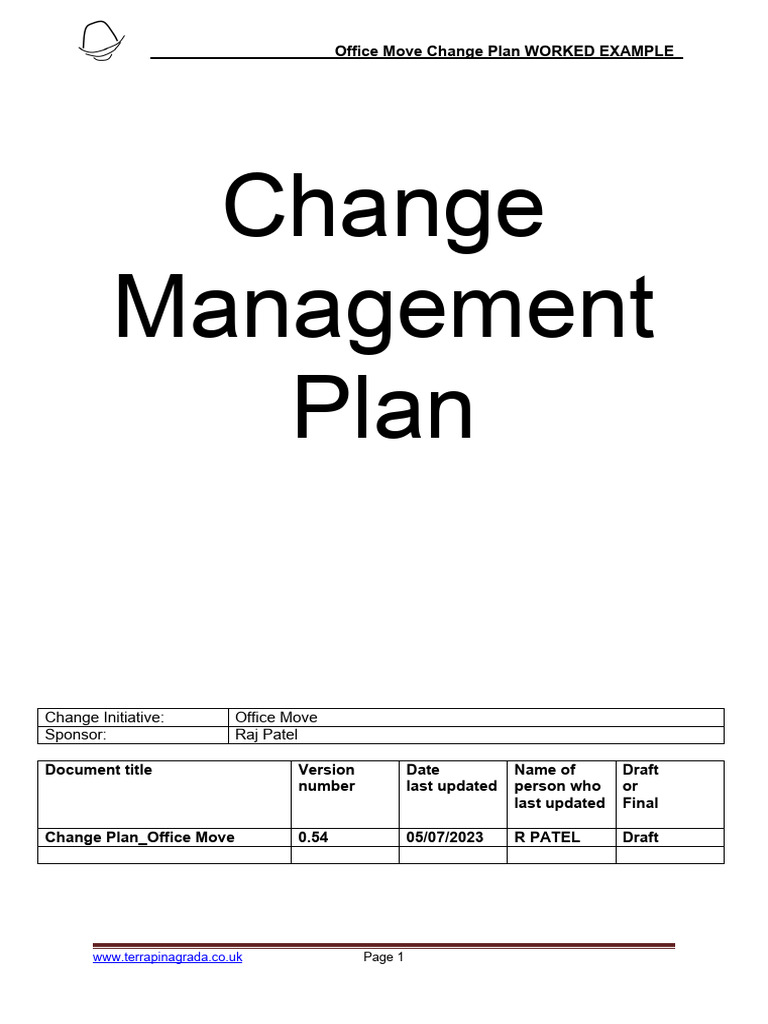 Medium Size and Complexity Change Plan WORKED EXAMPLE | PDF | Change ...
