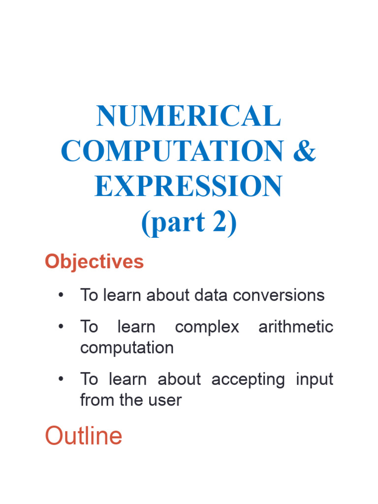Week 4 - Numerical - DataAndExpression-part2 | PDF | Teaching Methods & Materials | Computers