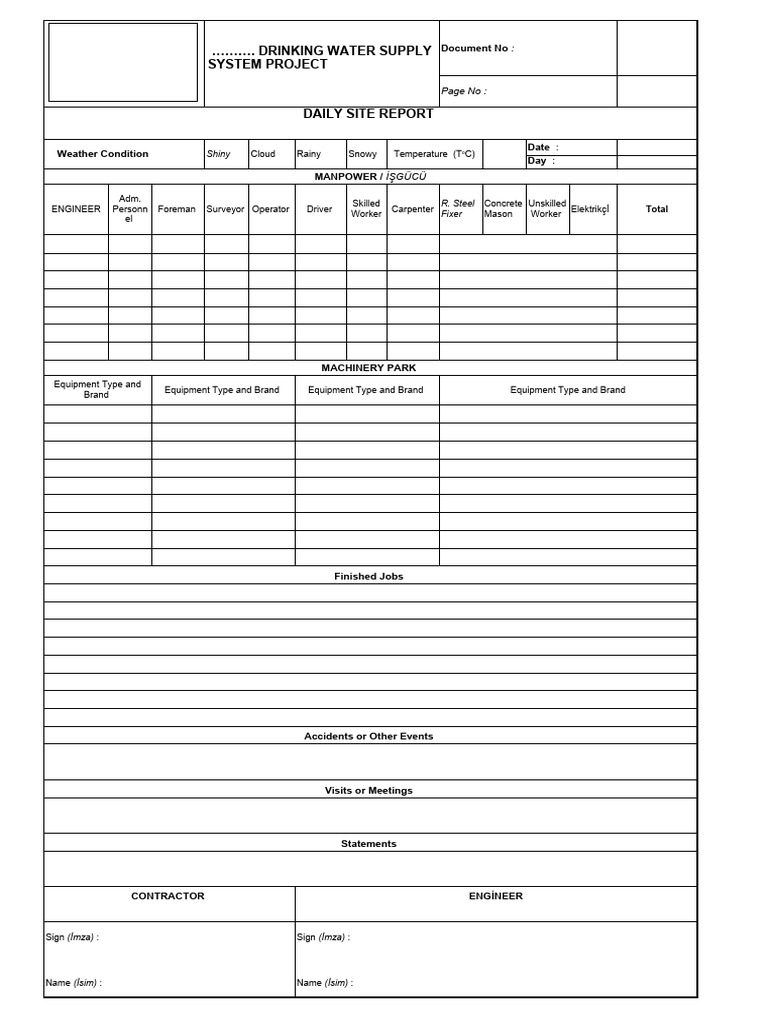 DSR Daily Site Report - hb-GÜNLÜK SAHA RAPORU | PDF