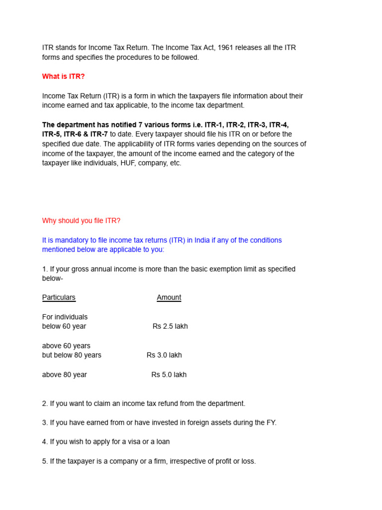 Choice of ITR | PDF | Taxes | Income