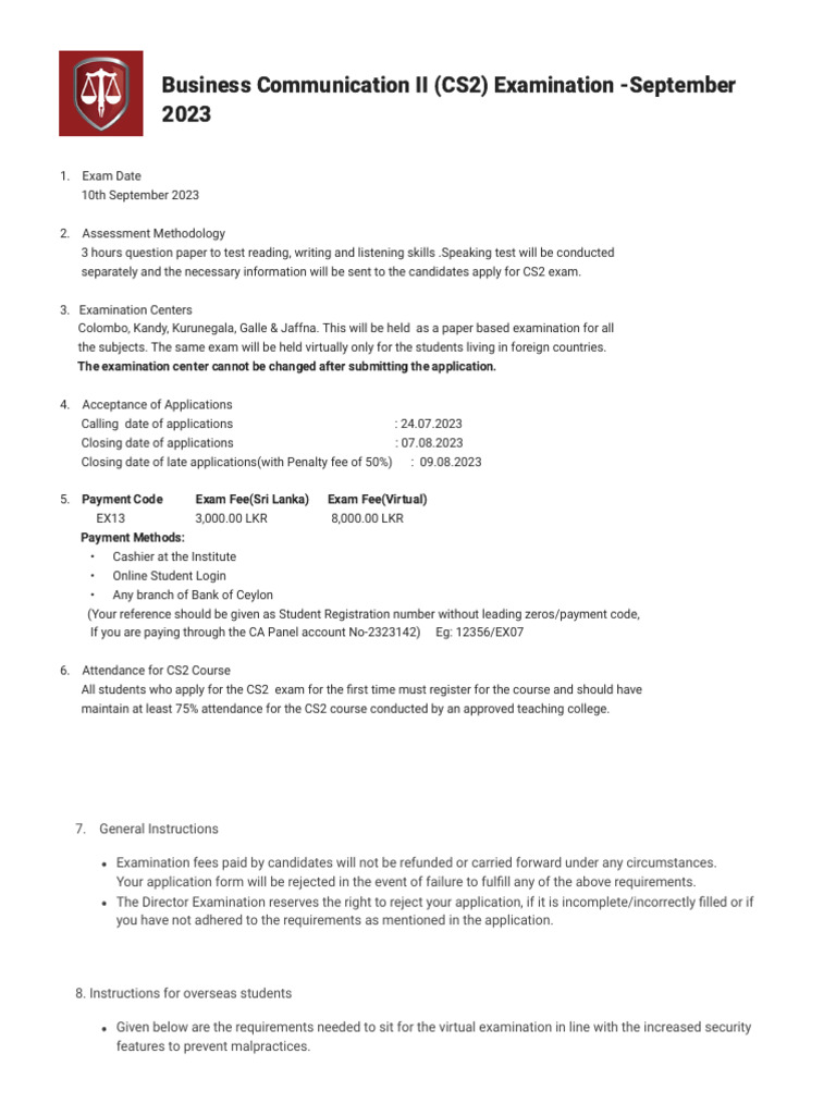 CS2 Exam Registration Details 2023 | PDF | Computing