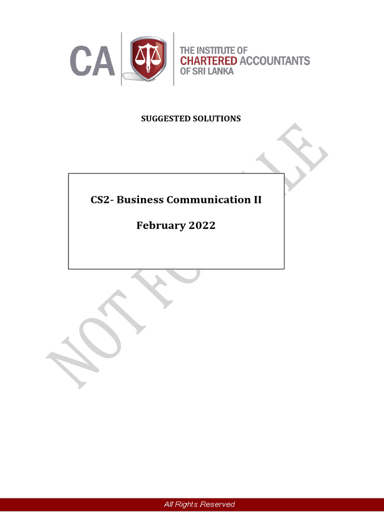 CS2 - Suggested Solutions - February 2022 | PDF | Biogas