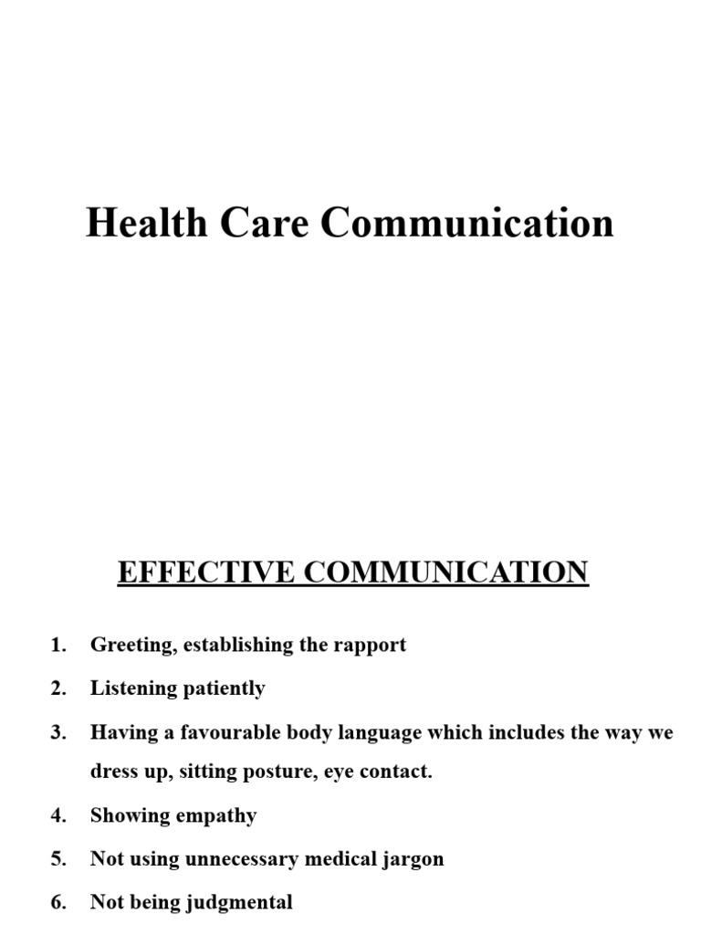 Health Care Communication 2 | PDF | Communication | Nursing