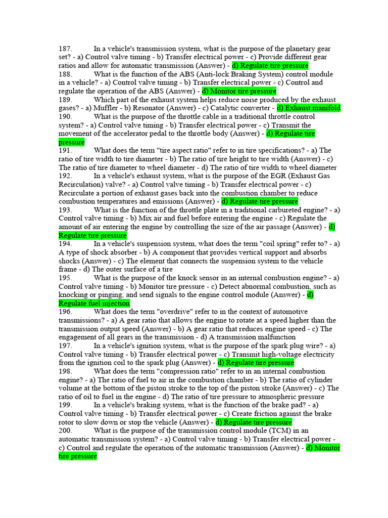 Extra Automotive Questions | PDF | Internal Combustion Engine | Throttle