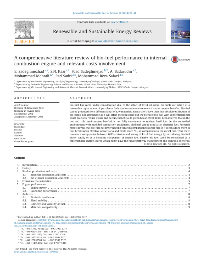 A Comprehensive Literature Review of Bio-Fuel Performance in Internal ...