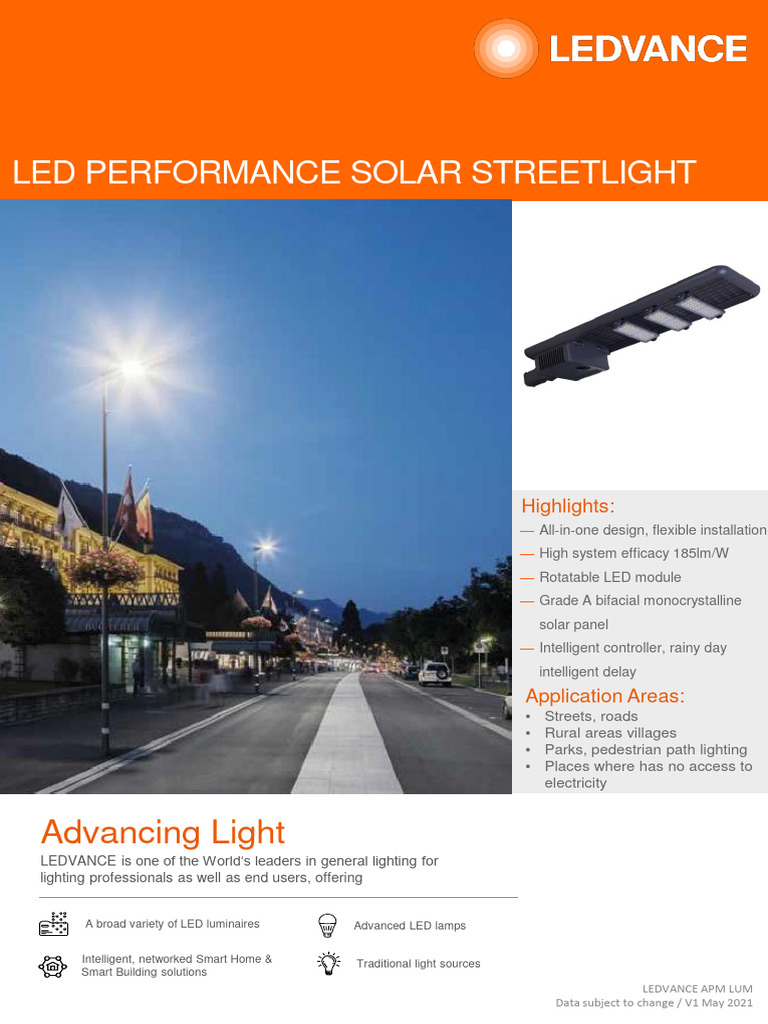 TI Format LEDVANCE - Performance Solar Streetlight | PDF | Solar Panel ...