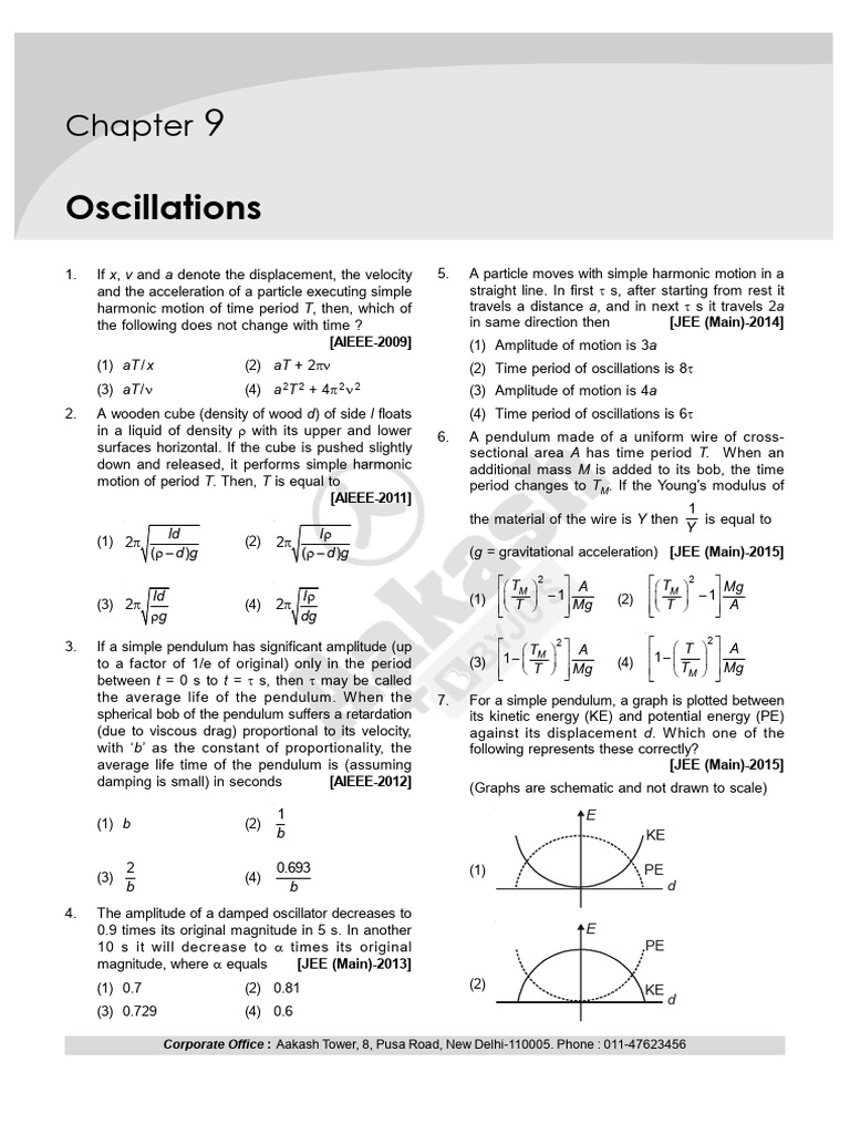 P Ch-09 Oscillations | PDF | Oscillation | Pendulum