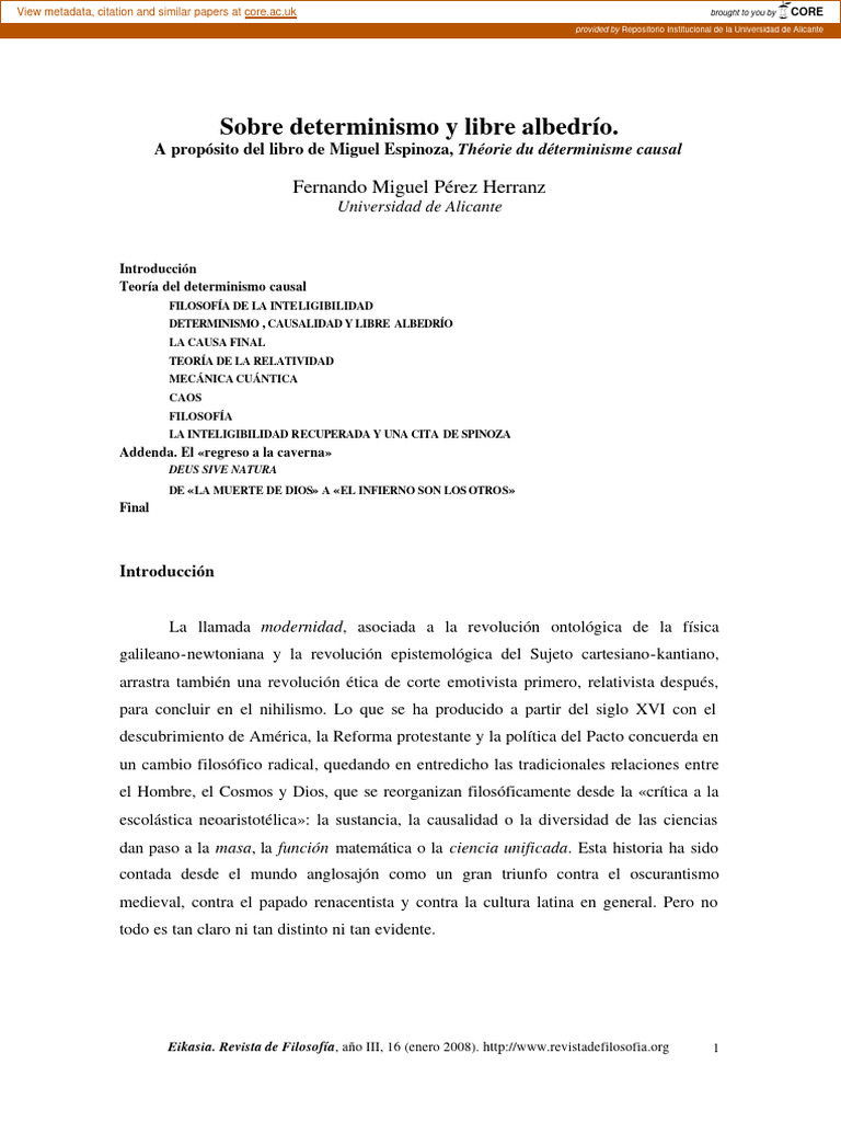 Sobre Determinismo y Libre Albedrío | PDF | Libre albedrío | Determinismo