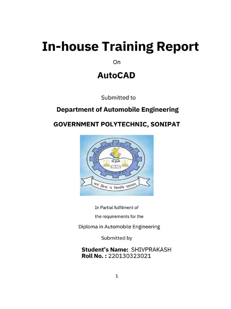 Cad Training Report | PDF