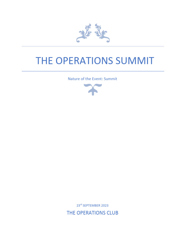 The Operations Summit Report | PDF | Innovation | Economies