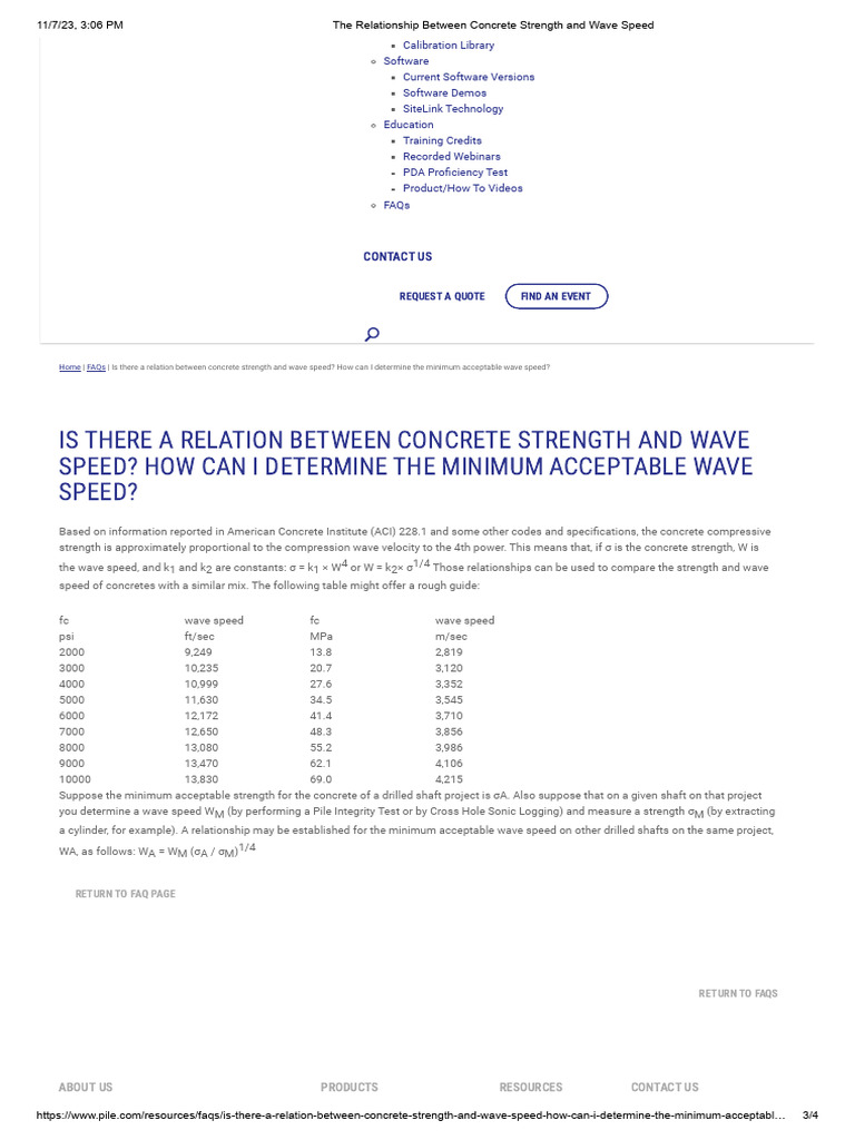 The Relationship Between Concrete Strength and Wave Speed | PDF | Waves