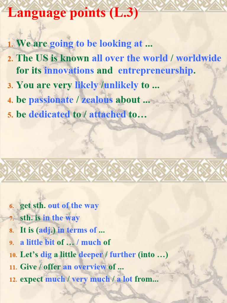 Language Points (L 3) | PDF | Goal