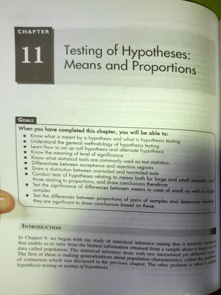 ND Vohra Ch11 Testing of Hypothesis-Means and Proportions | PDF