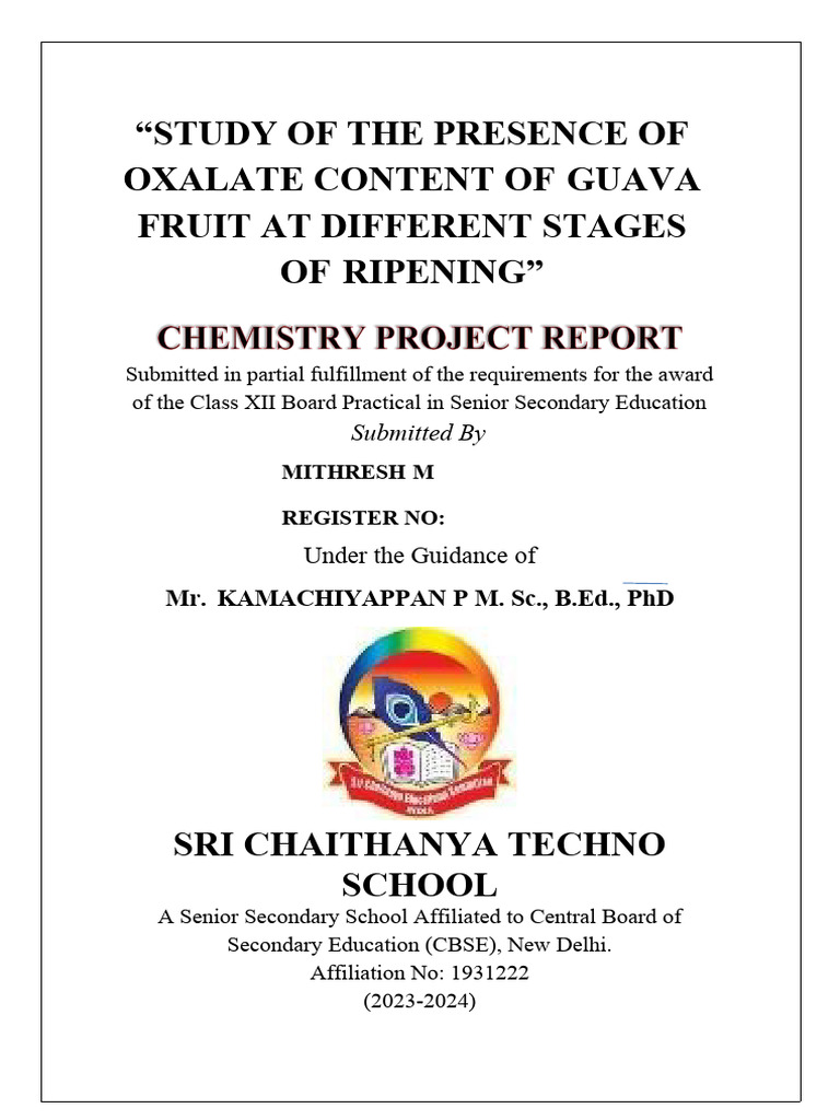 Study of The Presence of Oxalate Content of Guava Fruit at Different ...