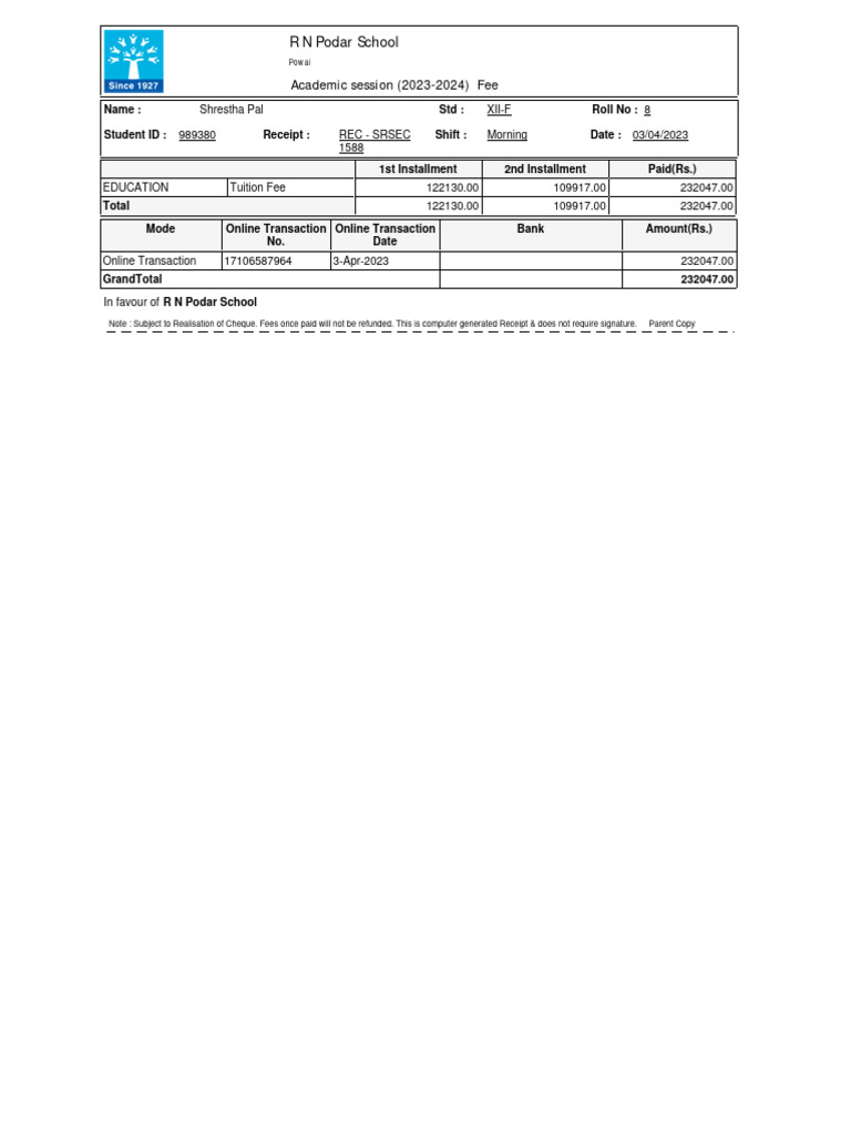 tution Fees | PDF tution Fees | PDF