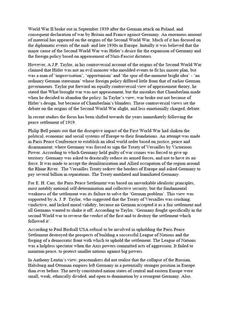 ww2 Debate On Causes | PDF