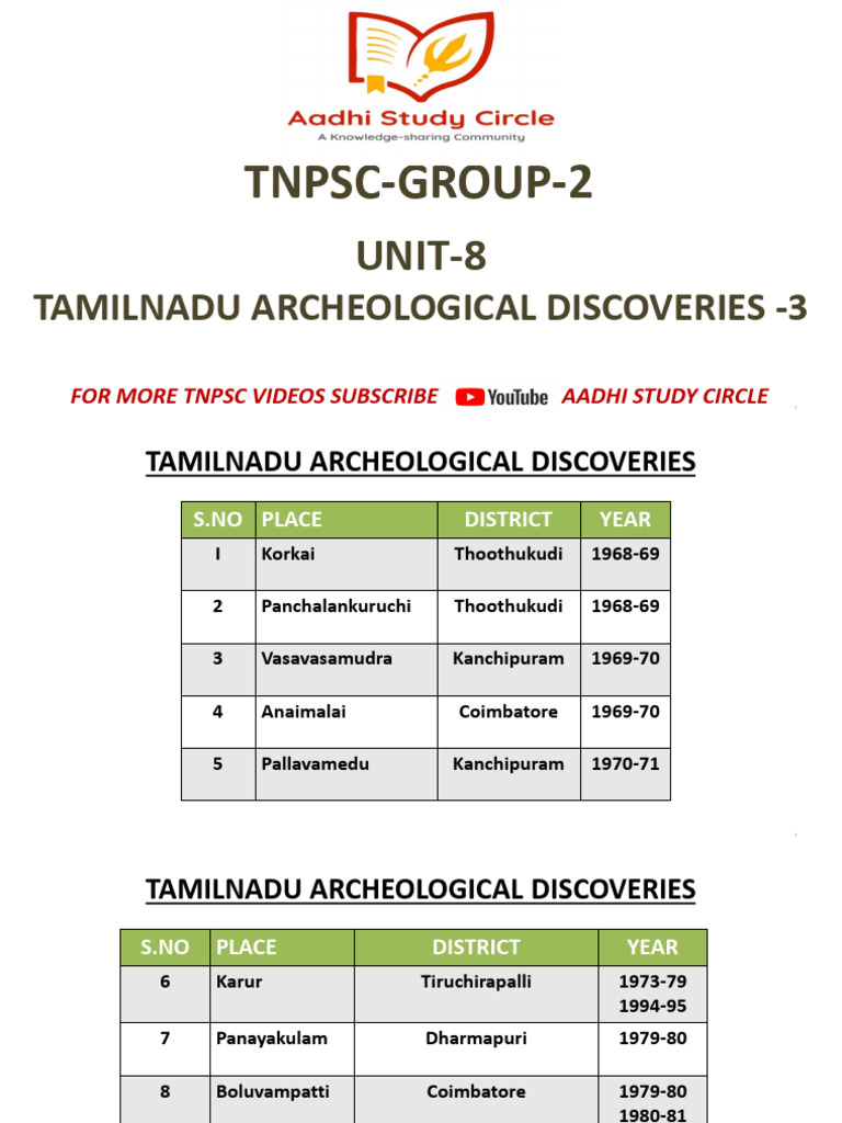 Tamil Nadu Archaeological Discoveries | PDF
