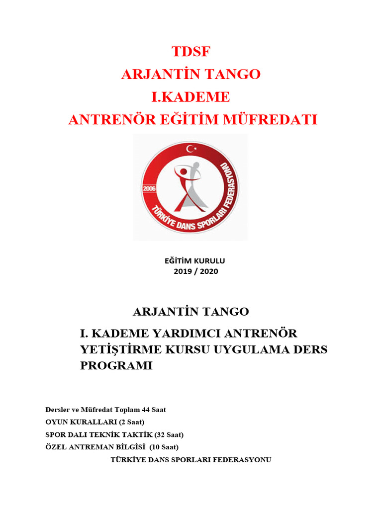 Arjantin Tango 1 Kademe Mufredat | PDF