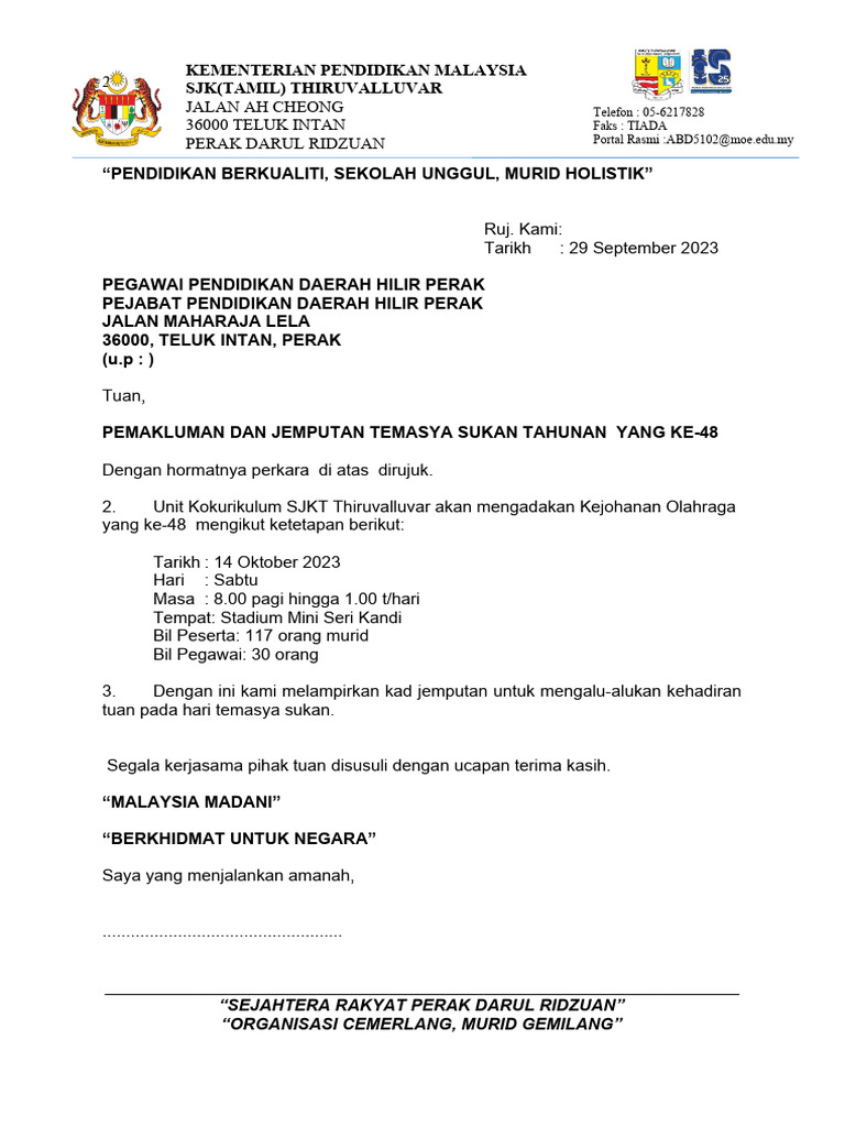 Surat Pemakluman Ke PPD | PDF